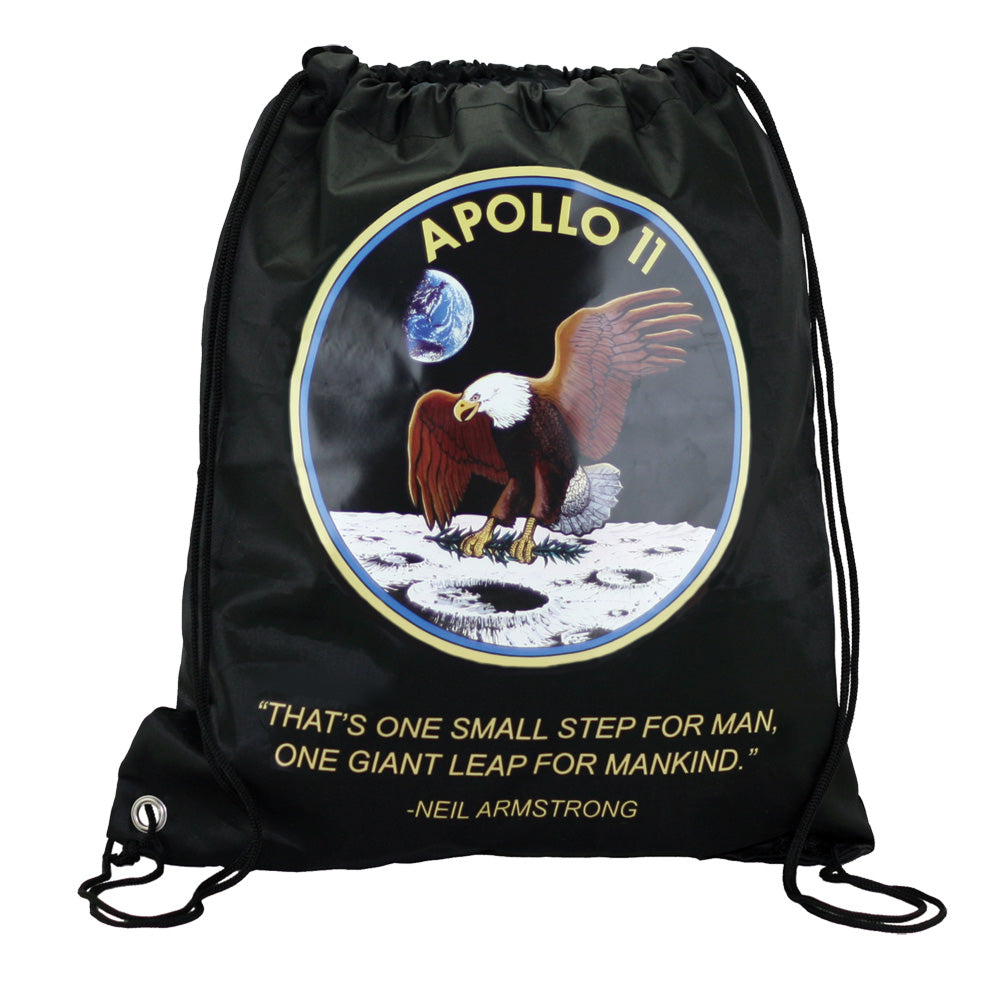 Apollo 11 Logo Black Drawstring Backpack | InAir – MightyToy