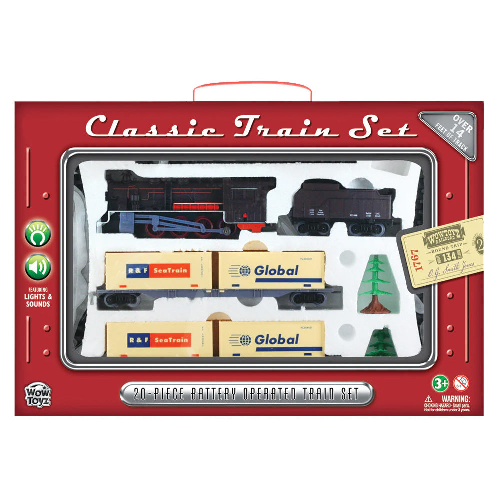 WowToyz Classic Train Set 20-piece - Steam Engine with Cargo Containers ...