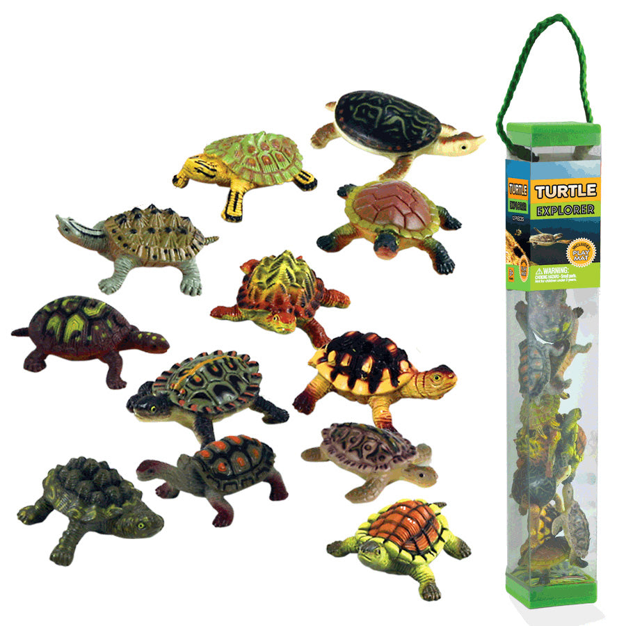 Mini Toy Turtles Tube - 12 pieces | Animal Explorer – MightyToy